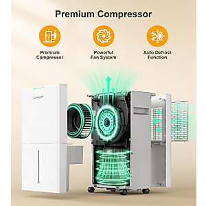 Wpsoert 4,000 Sq.Ft Dehumidifier for Basement with Drain Hose, 45 Pints Dehumidifiers for Home Large Room, Bedroom Intelligent Humidity Control with Auto Shut Off, Auto Defrost, Dry Clothes, 24H Timer