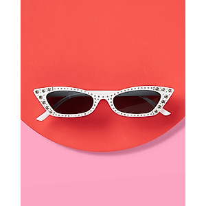xo, Fetti White Bedazzled Cat Eye Sunglasses | White Bachelorette Party Favor, Bridesmaid Sunnies Gift, y2k Birthday Party Decorations + Cool Halloween Costume