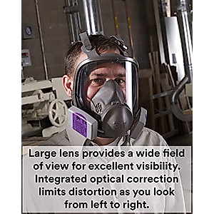 3M Safety 142-6800 Safety Reusable Full Face Mask Respirator, Grey, Medium