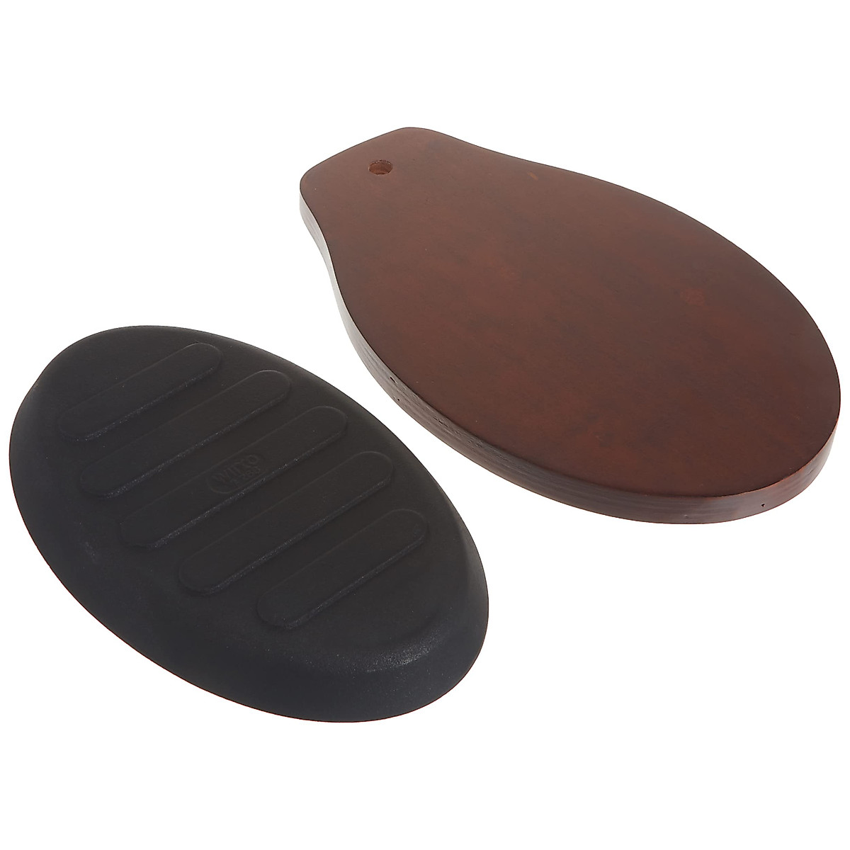 Winco ISP-3 Cast Iron Steak Platter with Wood Underline and Gripper,Black,Medium