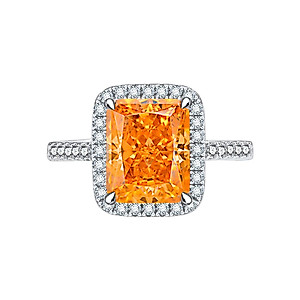 Women's Ring, Gifts for Mother's Day Personalized Mother Ring 925 Sterling Silver Artisan Handcrafted Designer Collection (Color : Orange, Size : 9)