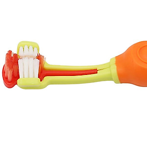 TIHOOD Three Sided Pet Toothbrush Dog Brush Addition Bad Breath Tartar Teeth Care Dog Cat Cleaning Mouth (Blue and Orange)