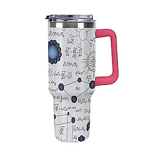 Chemical Formula 40oz Water Bottle Double Wall Insulated Tumbler with Handle Leakproof Travel Mug Light Rose Red-style
