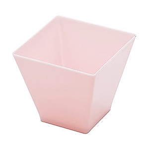 Restaurantware 2 Ounce Appetizer Cups, 100 Square Mini Dessert Cups - Disposable, Recyclable, Powder Pink Plastic Square Plastic Cups, Mini, For Appetizers Or Desserts