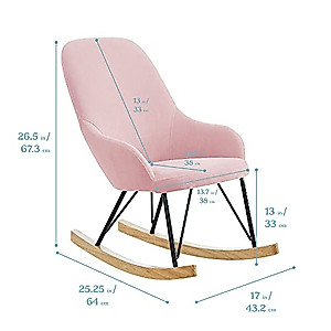 ECR4Kids Children’s Modern Rocking Chair, Upholstered Accent Chair for Nursery, Playroom, Bedroom and Living Room, Small Contemporary Rocker, Kids Cushioned Arm Chair, Blush