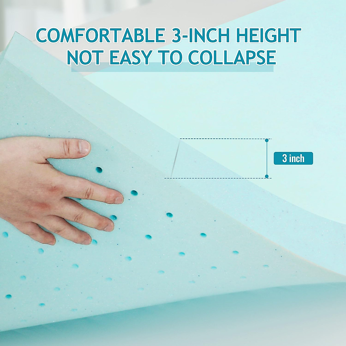 Mattress Topper, 3 Inch Gel Infused Memory Foam Mattress Topper, Full Size Mattress Topper for Body Support & Pressure Relief with Ventilated Design, CertiPur Certified (Full)