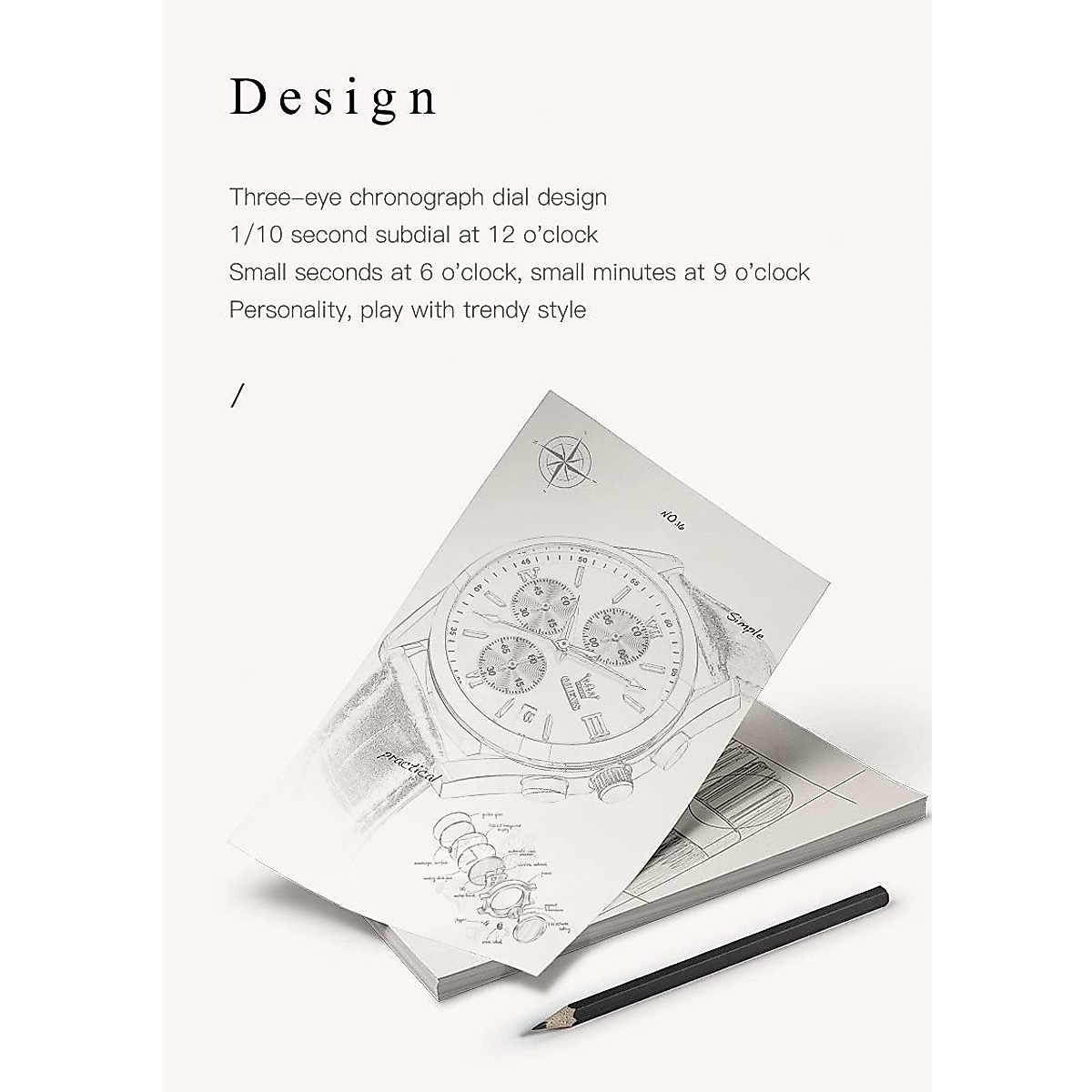 OLEVS Brown Leather Watch Men Chronograph Gold Case Analog Quartz Fashion Business Dress Large Face Men Watch Multifunction Luminous Waterproof Casual Male Wrist Watch White Dial Reloj para Hombre