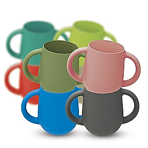 Silicone Training Cup for Infants and Toddlers - Heat Resistant, Two Handled Open Cup Safe for Baby | Helps Infant Develop Independent Drinking Skills Fast (Blue)