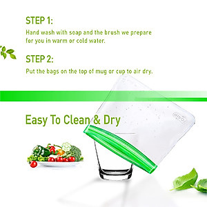 24 Pack Reusable Food Storage Bags - Non Plastic & Silicone Gallon Freezer Bags Sandwich Snack Resealable Lunch Bags Extra Thick Leakproof for Marinate Food & Fruit Cereal Travel Items Home Kitchen