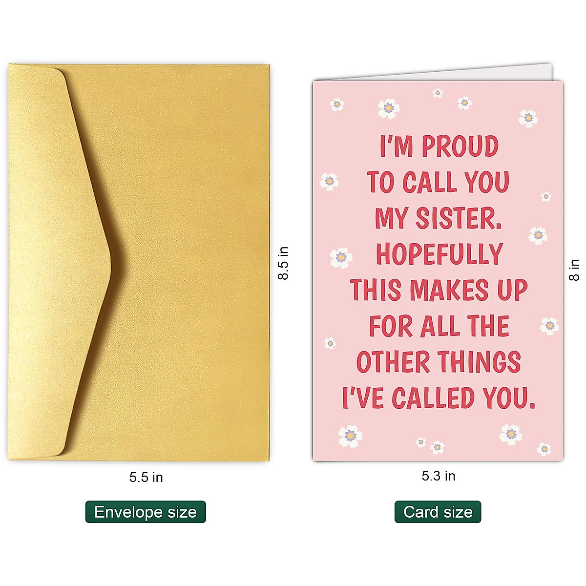 Chenive Funny Sister Birthday Card, Proud Of You Card for Sister, Congratulations Card for Sister Sis, Sister Graduation Card, New Job Card for Sister