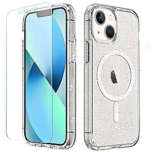 LABILUS iPhone 13 Mini Case, Glitter Shining Double Layers Bumper Hard PC Back Protective Case Compatible with MagSafe for Girls Women, Designed for iPhone 13 Mini (5.4 inch) - Magnetic Clear