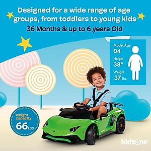 Kidzone Kids Electric Ride On 12V Licensed Lamborghini Aventador Battery Powered Sports Car Toy with 2 Speeds, Parent Control, Sound System, LED Headlights & Hydraulic Doors - Pink