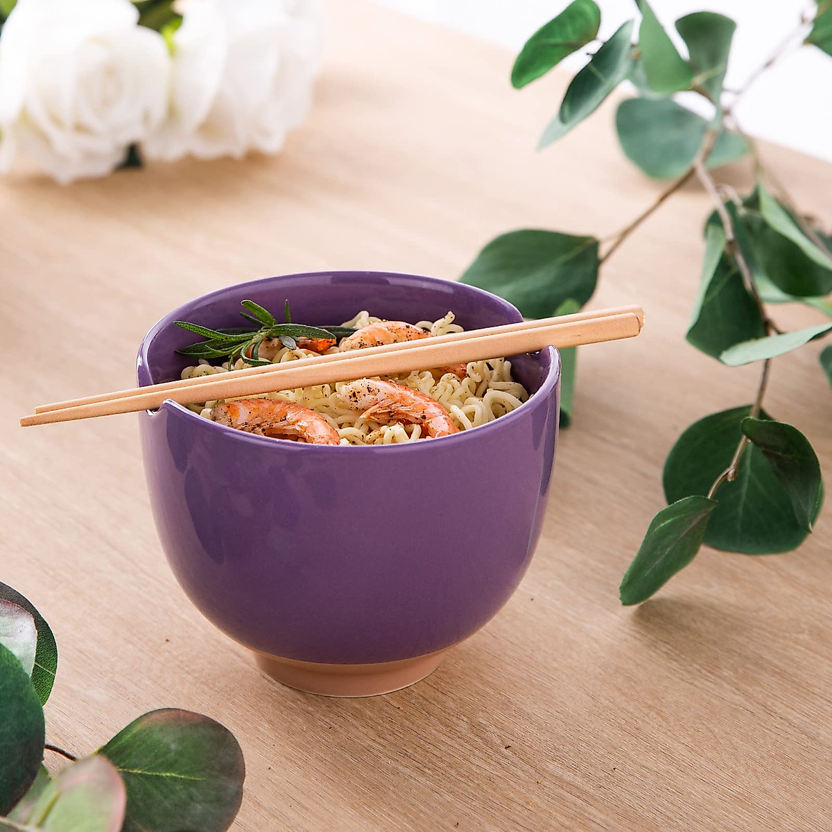 GBHOME Ceramic Ramen Bowls with Chopsticks, Cute Japanese Ramen Bowls Set of 2 for Ramen,Soup,Pho,Noodles, House-warming Wedding Birthday Gift, Microwave & Dishwasher Safe, 20 Ounces