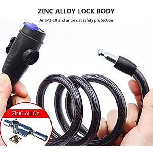 Bike Lock, Cable Lock, Coiled Secure Keys, Portable Mountain Bike Wire Lock with Mounting Bracket 1.2Mx12mm(Color:Green)