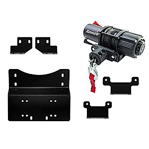 SuperATV Black Ops 3500 lb Winch with Winch Mounting Plate for 2014+ Honda Pioneer 700 / Honda Pioneer 700-4 | Complete Winch Kit Ready for Quick & Easy Install | Powder Coated Heavy Duty Steel Plate