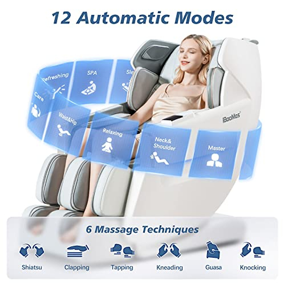 iBooMas Massage Chair, Zero Gravity SL Track Massage Chairs Full Body with Auto Body Scan | Space Saving | Yoga Stretch | Negative Oxygen Ions | USB Port | Speaker-Completely Assembled(R8601)