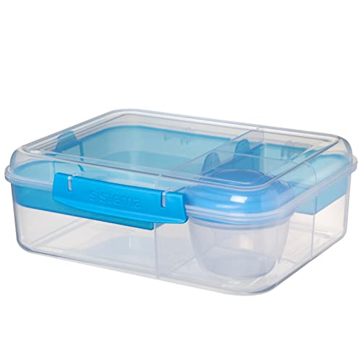 Sistema To Go Collection Bento Lunch Box, Large, Clear/Blue Klips