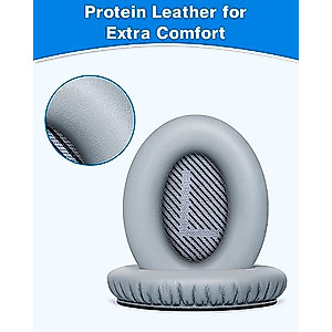 Link Dream Replacement Ear Cushions for Bose Quiet Comfort 35 Soft Protein Leather Replacement Ear Pad for Bose QC 35/25 / 15 QC2 / Ae2 / Ae2i / Ae2W / Sound Link/Sound True (Light Grey)