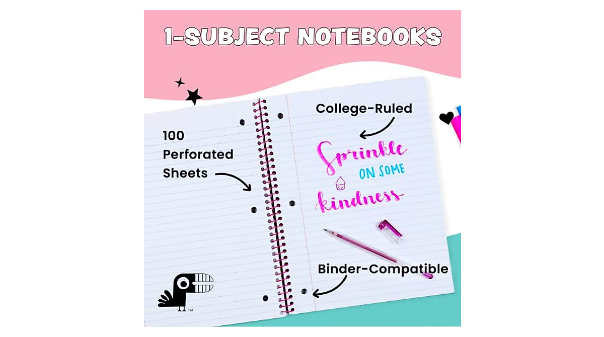 Yoobi Spiral Notebook Set - 3 Stylish Celestial Notebooks for School ...