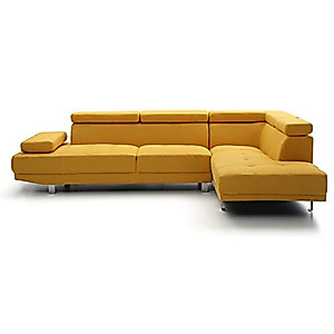 Glory Furniture Riveredge , Yellow Sectional (2 Boxes), 28"H X 109"W X 34"D,