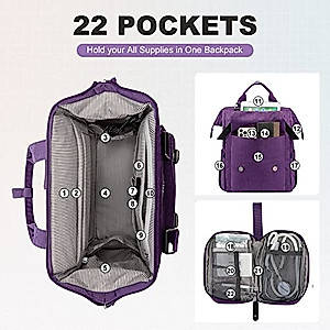 LOVEVOOK Laptop Backpack for Women Teacher Doctor Nurse Bags Work Backpack Purse Business Computer Bag, College Backpack Daypack, Anti-theft Travel Backpack with USB Charging Port, Dark Purple