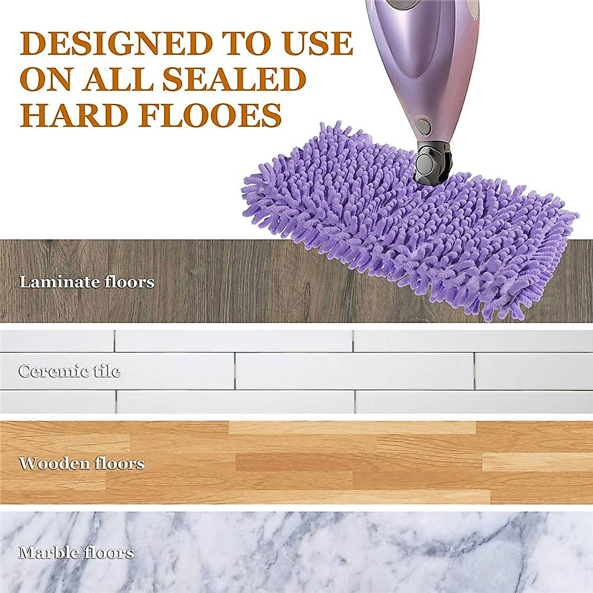 Turbokey 3 Pack Shark Steam Pocket Mops,Household Washable Microfiber Mop Pads Cleaning Pads Replacement for S3500 Series, S3501, S3601, S3550, S3901, S3801, SE450 (Purple,ZCM3)