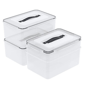 Asking 4-Pack 15 Quart Airtight Food Storage Containers, 14.5 L Clear Pizza Dough Proofing Box with Lid
