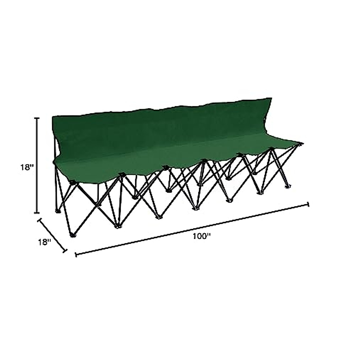 Trademark Innovations Portable 6-Seater Folding Team Sports Sideline Bench with Back (Dark Green)