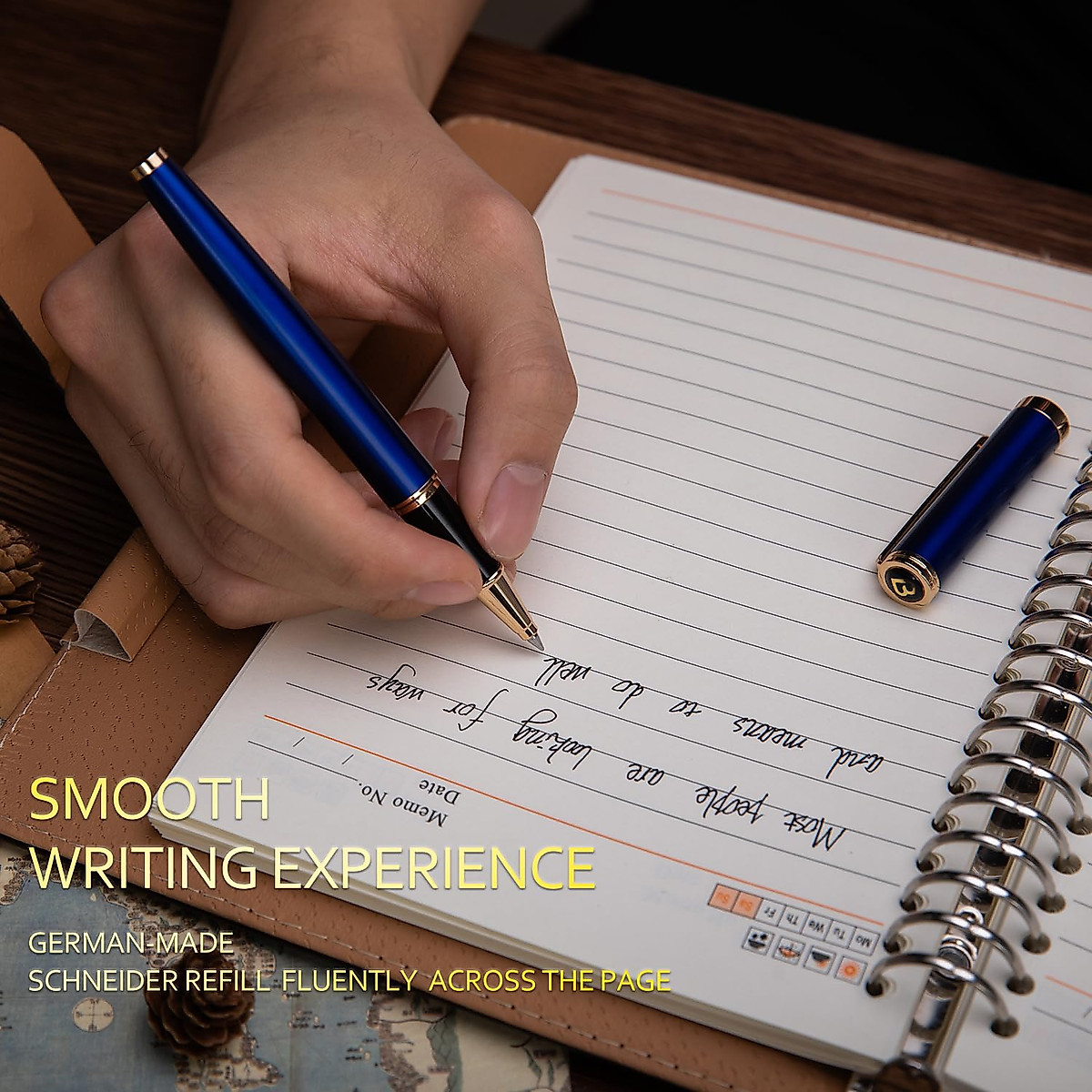 BEILUNER Luxury Rollerball Pen,24K Gold Trim,Noble and Elegant Designs,Schneider Ink Refill, Best Roller Ball Pen Gift Set for Men & Women, Professional, Executive Office, Nice Pens