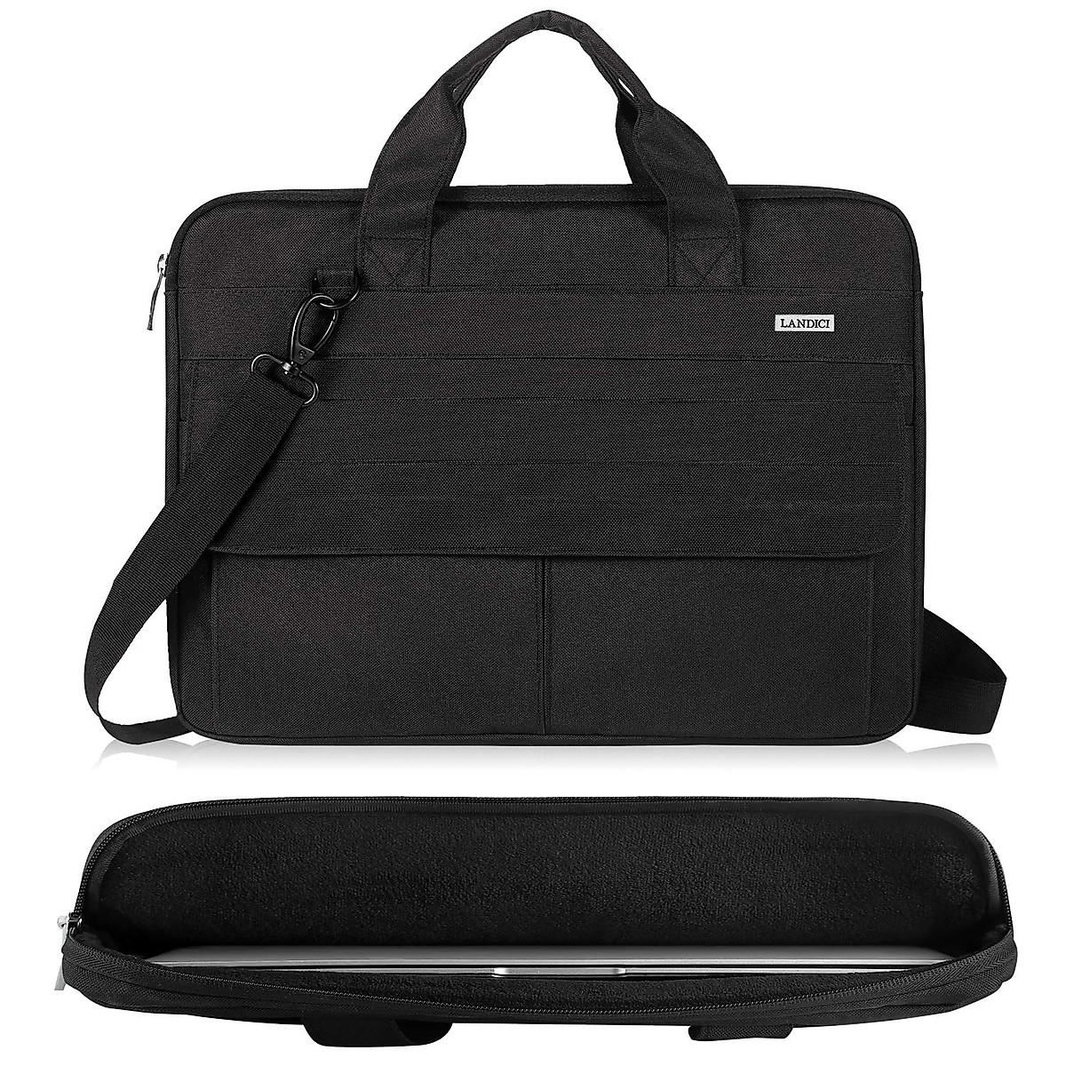 LANDICI Laptop Bag Carrying Case 13-14 inch with Shoulder Strap, Slim Waterproof Computer Sleeve Compatible with MacBook Air 13/13.3 M1 M2, MacBook Pro 13/14, Chromebook 14, Black