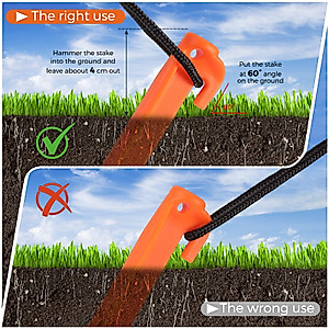 9 Inch Plastic Inflatable Stakes Tent Stakes Replacement Yard Inflatable Accessories for Inflatables Camping Tent Stakes Tent Pegs for Valentine's Day Garden Home Decorations(Orange, 12 Pieces)