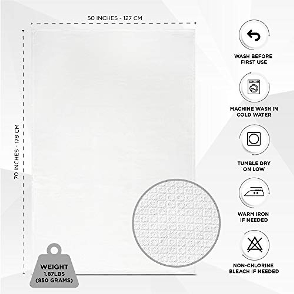 Wild Bloom Organics - 100% Organic Cotton Throw Blanket - 50"x70", GOTS Certified - White, Lightweight, Hypoallergenic