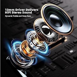 Skysay Wireless Earbuds, 𝟰𝟬dB Active Noise Cancelling Bluetooth Ear Buds (𝗔𝗡𝗖), Bluetooth 5.3 Earbuds with LED Power Display Charging Case, Wireless Headphones with Mic for Phone Laptop (Black)