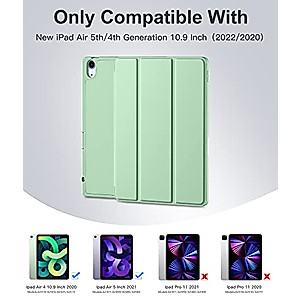 Cousper Case for iPad Air 5th Generation Case 2022/iPad Air 4th Generation Case 2020 10.9 Inch, Trifold Stand Case with Pencil Holder [2nd Apple Pencil Wireless Charging] for iPad Air 5/4 Matcha Green