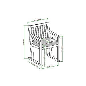 Walker Edison Tahnee Modern Solid Wood Slat-Back Cushioned Patio Dining Chairs, Set of 2, Brown