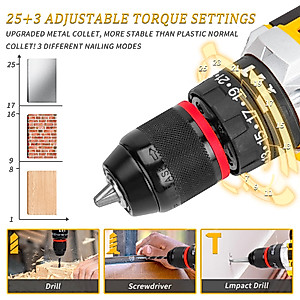 CANBRAKE 21V Tool Kit with Drill, 120PCS 21V Cordless Drill Set with 3/8" Keyless Chuck of Metal & 25+3 Clutch with Impact, 2 x 2.0Ah Battery & Fast Charger, Max Torque 45Nm, 2-Variable Speed
