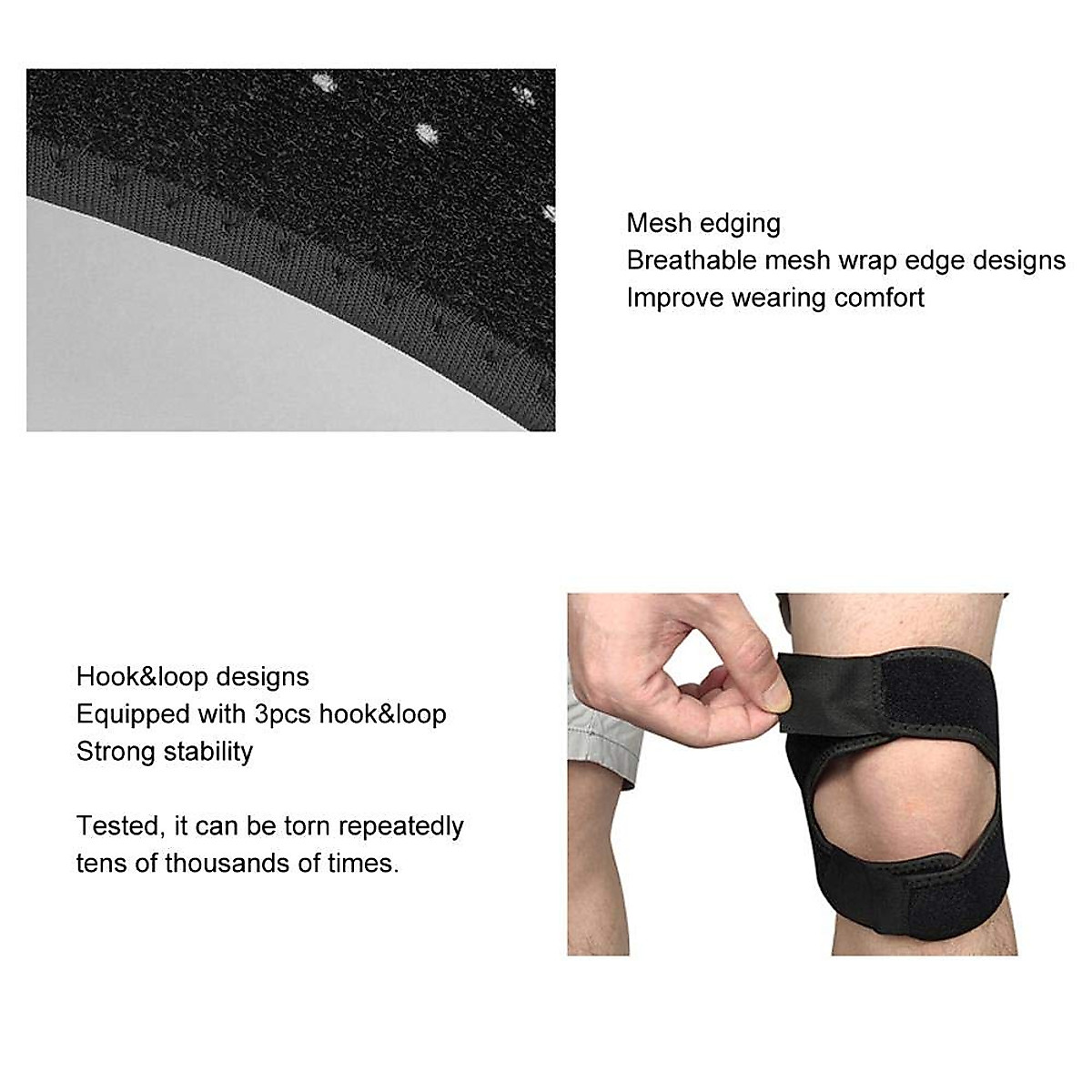 Dual Patella Knee Strap, Silicone Breathable Damping Knee Stabilizer Protector Wrap Sports Knee Pad Brace for Running Arthritis Jumper Tennis Injury Recovery