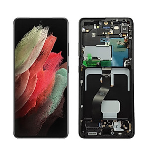 100% Original Screen Replacement for Samsung Galaxy S21 Ultra 5G G998A G998T G998U G998V 6.8"+Frame Touch Screen Assembly Display, Display Digitizer Assembly (Black)