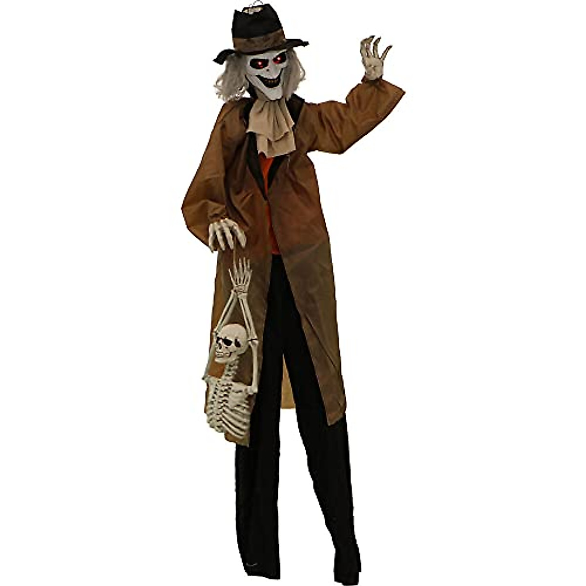Haunted Hill Farm 5.25 ft. Life-Size Standing Grave Keeper with Red LED Eyes, Haunting Sound Effects, Lightweight and Battery-Operated
