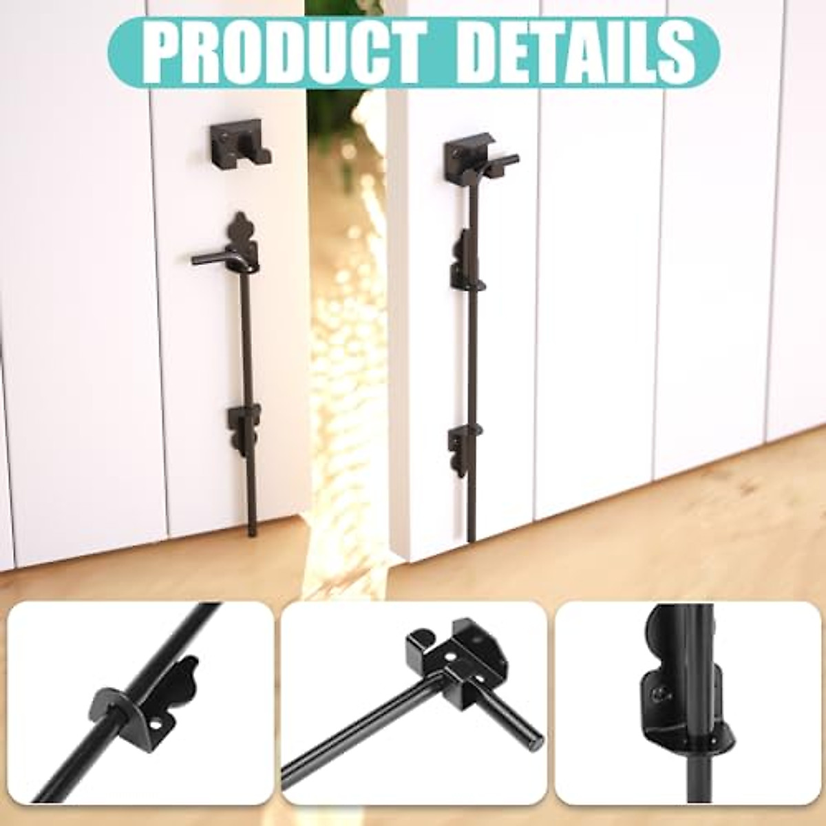 24 Inch Heavy Duty Cane Bolt Gate Drop Rod Gate Hardware,Solid Steel Gate Ground,Wooden Fence Latch for Gates, Metal Gates Doors Stopper for Gate Ground,Black Finish