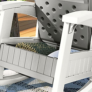 Suncast Outdoor Patio Rocking Chair with Under-Seat Storage, Stylish Faux Wood Outdoor Rocker for Patios, Dove Gray