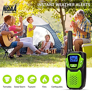 Walkie Talkies for Adult, Rechargeable Long Range Walky Talky Handheld Two Way Radio with NOAA Weather Channel, 6x1000MAH AA Batteries and USB Charger Included (Blue and Green 2 Pack)