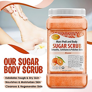 SPA REDI - Sugar Body Scrub, Mandarin, 128 Oz, Exfoliating, Moisturizing, Hydrating and Nourishing, Glow, Polish, Smooth and Fresh Skin - Body Exfoliator
