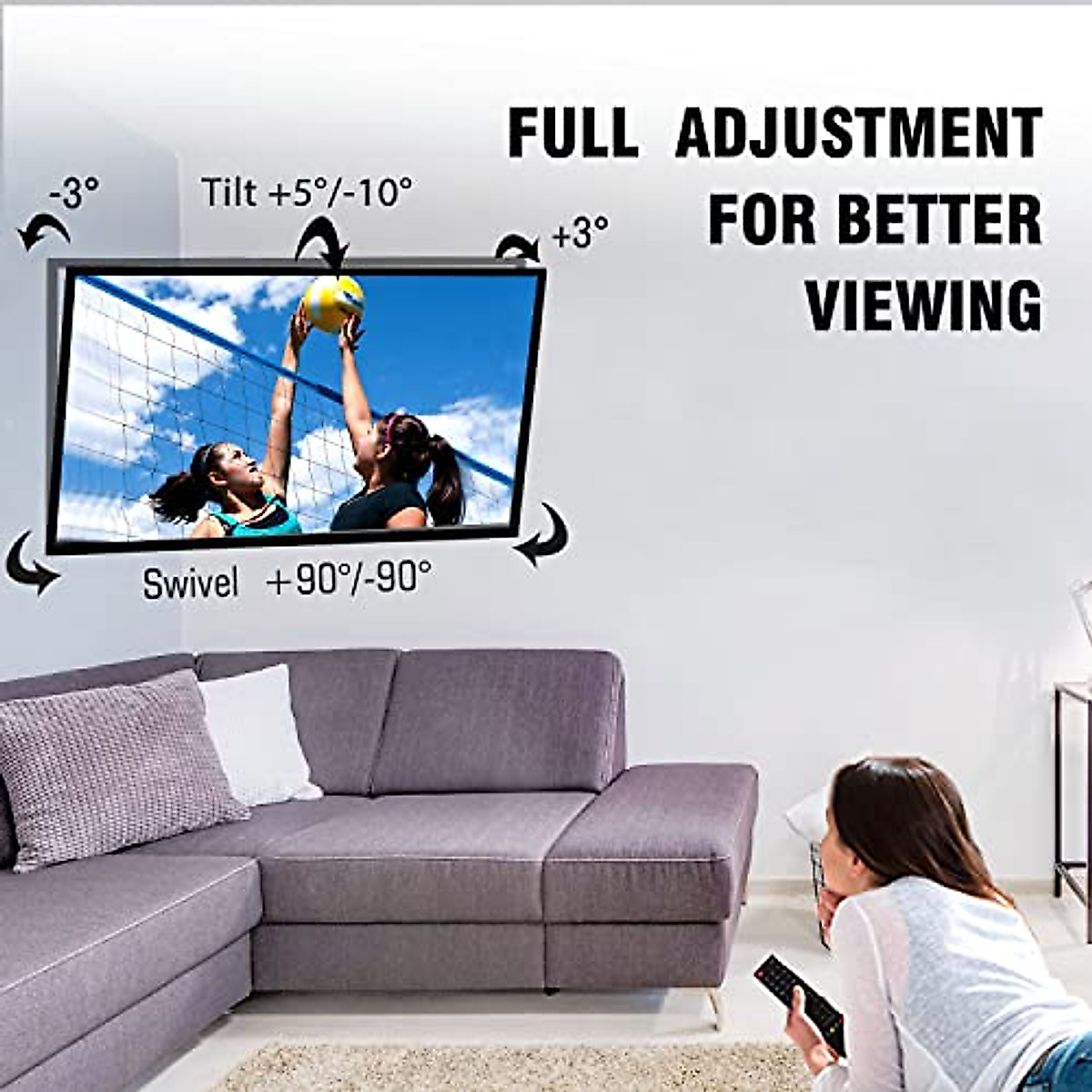FORGING MOUNT Corner TV Wall Mount Single Stud Articulating Arm Full Motion TV Bracket for Most 26-55" Flat Curved TVs with Tilt, Swivel and Extends 18inch, Holds 88lbs, Max VESA 400x400mm