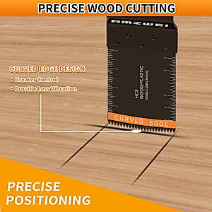 AMZWEI 50PCS Multi Tool Blade Kits, Professional Titanium Oscillating Tool Blades for Metal, Wood, Plastic, Curved Edge Oscillating Saw Blades Compatible with Dewalt Milwaukee Ryobi Rockwell Fein