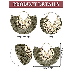 12 Pairs Statement Tassel Earrings Hoop Tassel Earrings Bohemian Geometric Handmade Earrings for Women(Stylish Style)