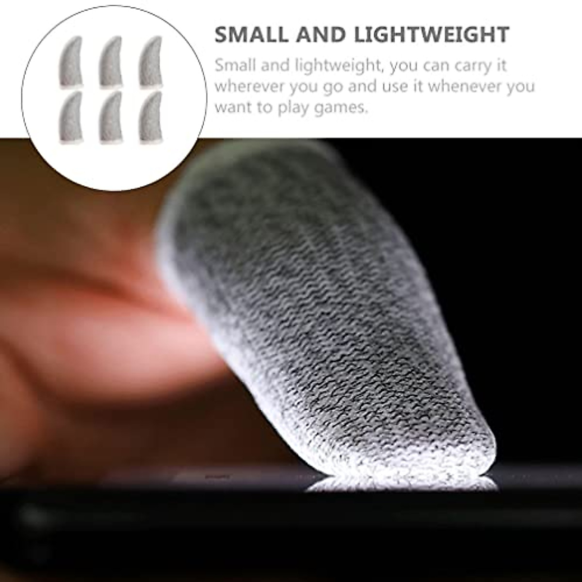 UKCOCO Gaming Finger Sleeves for Mobile Game- White Yellow Silver Fiber Game Sweat- Proof Finger Cot Mobile Controller Breathable Touchscreen, 6pcs