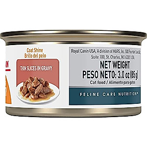 Royal Canin Feline Health Nutrition Canned Cat Food,Thin Slices in Gravy- 3 Ounce Cans- 12 Pack Variety Bundle- 2 Flavors with Pets Food Bowl (6) Adult Instinctive (6) Intense Beauty