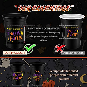 Jinei Disposable Halloween Cups 16 oz Halloween Plastic Party Cups for Halloween Party Decoration Coffee Wine and Hot Cold Drinks for a Halloween Party Favors, Black (200 Pcs)