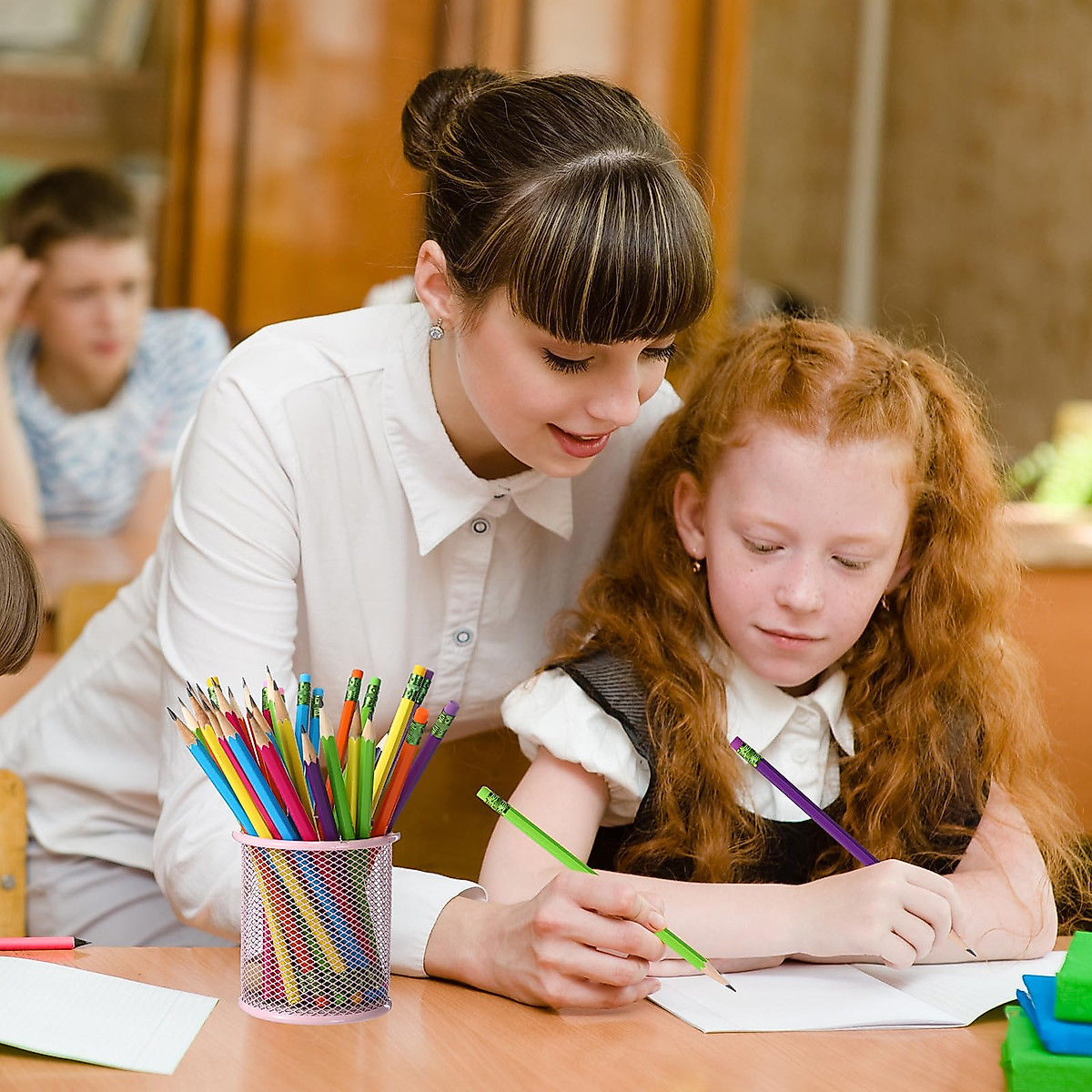 TecUnite 120 Pcs HB Pencils Unsharpened Pencils with Eraser Wooden Hexagonal Pencils for Kids Adults Gifts Graphite Pencils for Exams School Office Sketching (Rainbow Colors,Simple)